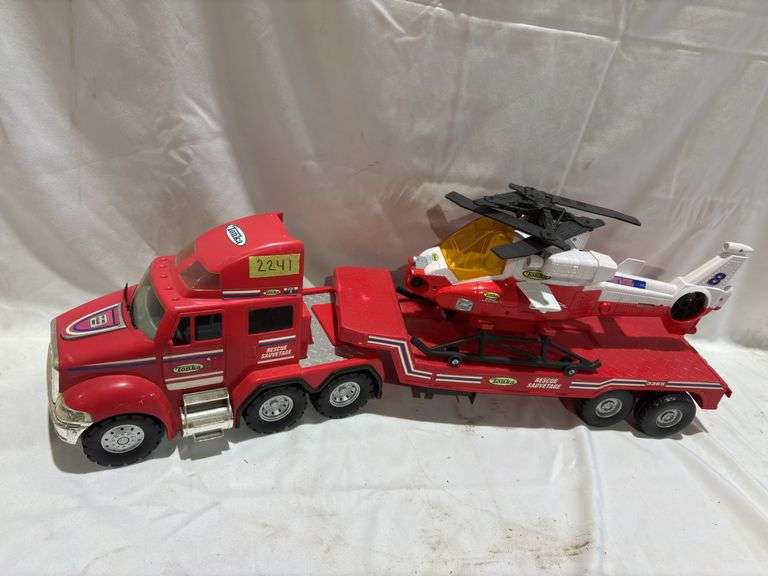 Tonka Truck & Trailer w/ Helicopter Rescue Approx. 36'' x 12'' x 7 ...