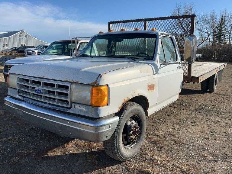 1991 Ford F350 Flatdeck Dually Truck *Unreserved* - Wild Rose Auction ...