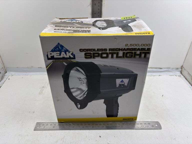 Peak Performance Cordless Rechargeable Spotlight in Box Approx. 9'' x 6 ...