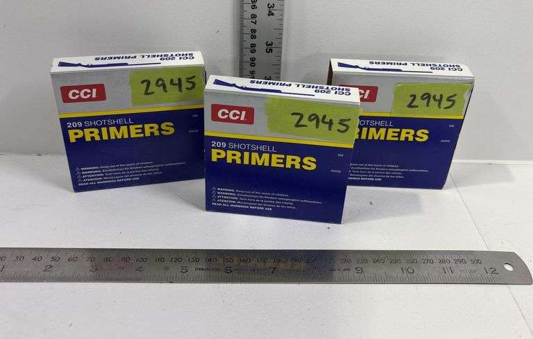 3 Boxes CCI 209 shotshell Primers, approx 100 pces ea. box, *UnReserved ...