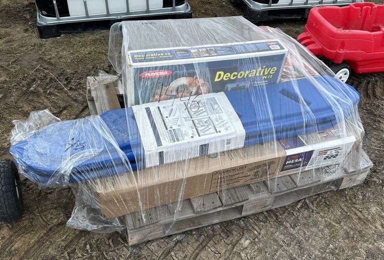 Pallet w/ complete Playstar Plastic children's playground set, approx 5 ...