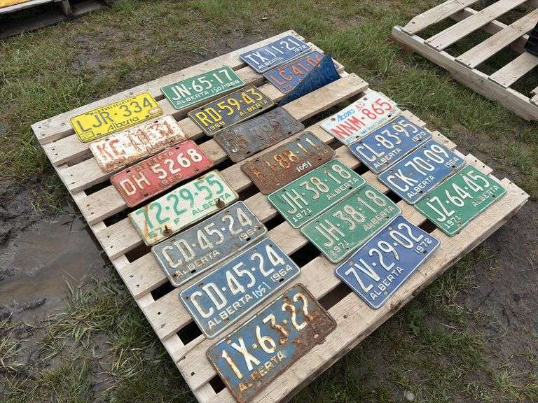 Pallet w/ Approx. 21 Alberta License Plates *Unreserved* - Wild Rose ...