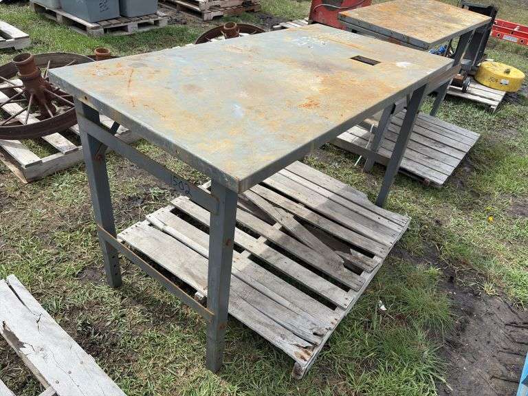 Metal Shop table, approx 5'x2'7"x3', *Unreserved* - Wild Rose Auction ...
