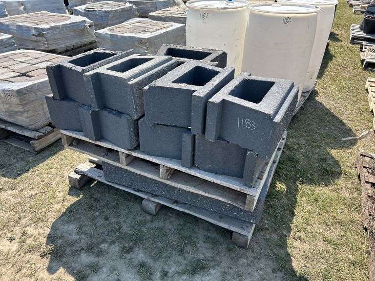 Pallet of Allan Blocks Approx. 11 & 2 Cement Stores Approx. 3' x 1 1/2 ...