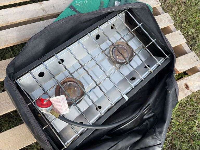 Campchef sport grill, propane, 2 burner in case & outdoor rug ...