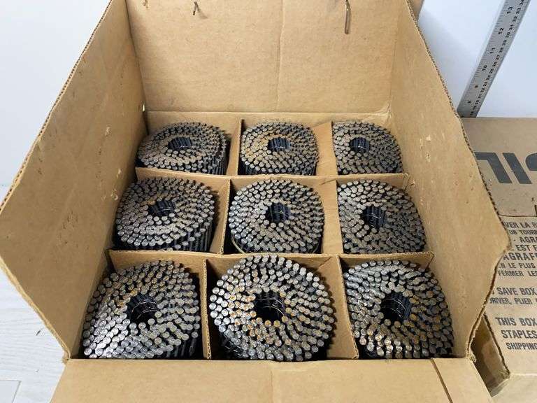 2 boxes Stanley Bostitich 3 1/4 Angle Coil Spiral Nails, **Unreserved ...