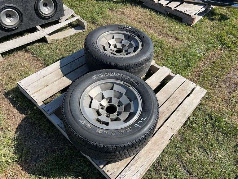5 bolt 15" rims (late 70's or early 80's) w/ goodyear tires ...