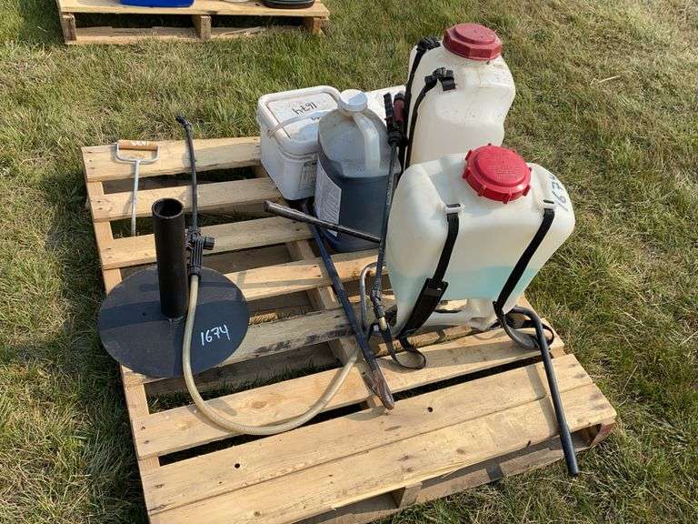 Pallet w/ Quality First General purpose screws, Solo Backpack sprayer ...