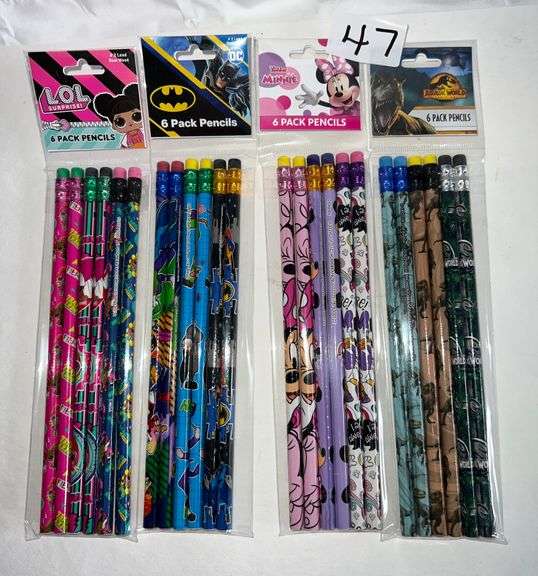 4 PACK of LOL, Batman, Minnie Mouse & Jurassic Park PENCILS - World ...