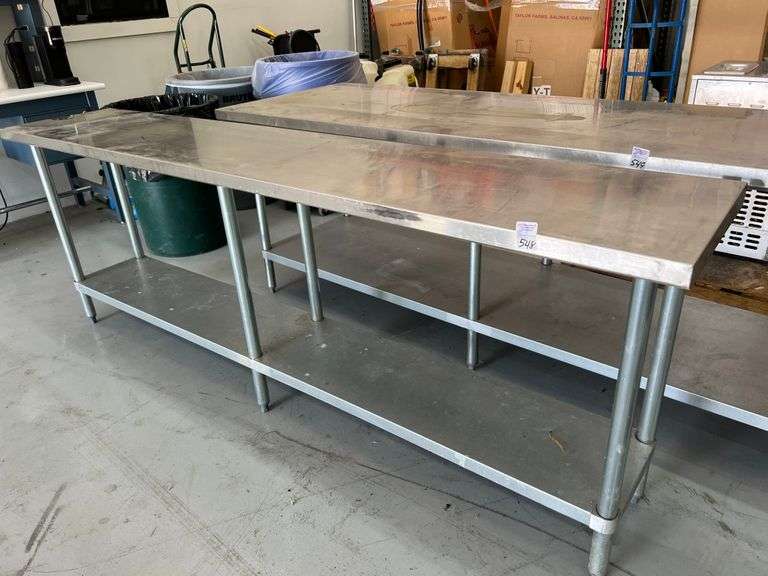 INDUSTRIAL - STAINLESS STEEL TABLE 8 FT BY 18" BY 34" HEIGHT COMMERICAL ...