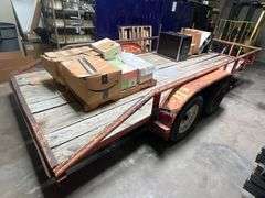 METAL DUAL AXIS TRAILER APROX 17' LENGTH WITH 76"W WOODEN DECK TIRES ...