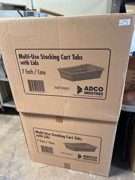 ADCO INDUSTRIES MULTI-USE STOCKING CART TUBS WITH LIDS 7 PER CASE PN ...