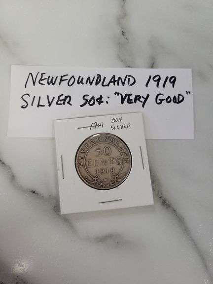 1919 Newfoundland 50¢ Silver Coin - "Very Good" Grade - YAC Auctions
