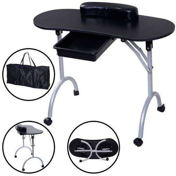 FOLDING PORTABLE MANICURE TABLE - YAC Auctions