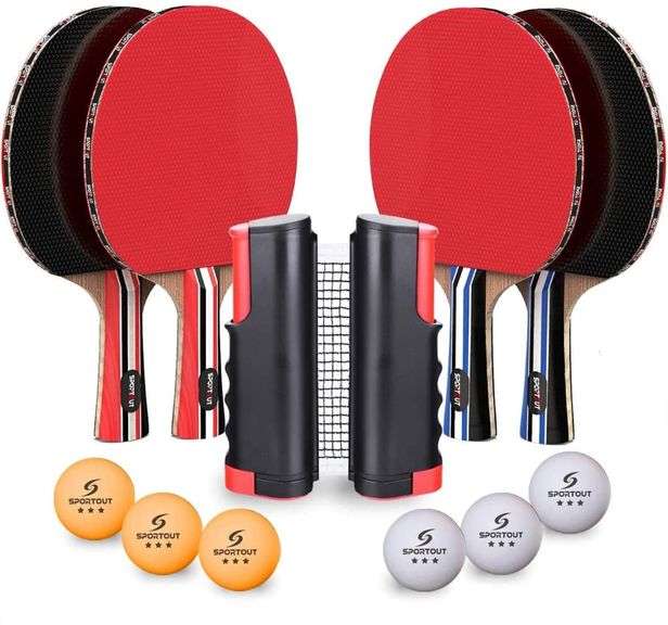 4 PERSON PING PONG & TENNIS TABLE PADDLE SET - YAC Auctions