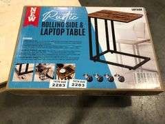 RUSTIC ROLLING SIDE LAPTOP TABLE - YAC Auctions