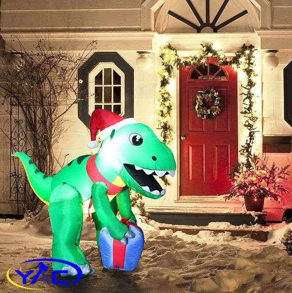 CHRISTMAS RAPTOR DINOSAUR INFLATABLE - YAC Auctions