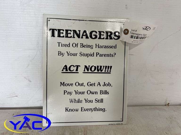 Teenagers Sign - YAC Auctions