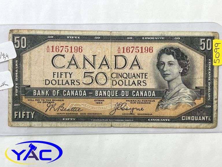 1954 Canada $50 Note - "Devils Face" - YAC Auctions