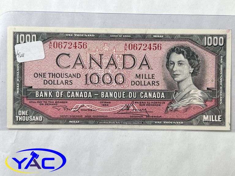 1954 Canada $1000 Note - YAC Auctions