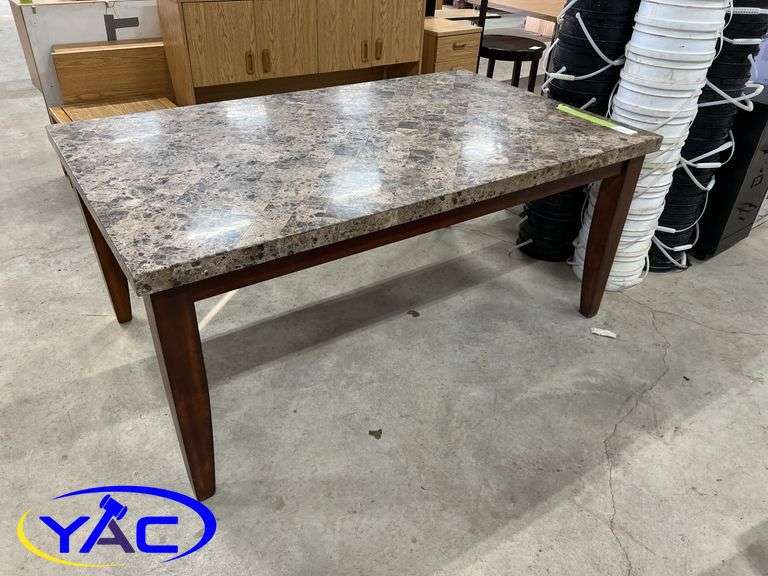 Heavy Marble Kitchen Table - 42"w x 70"L x 2" Thick x 32" High - YAC Auctions