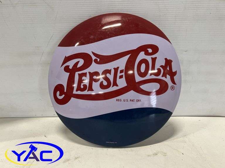Metal Pepsi-Cola Button Sign - YAC Auctions