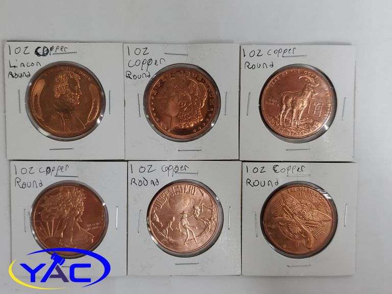 Lot Of 6 1Oz Copper Rounds - YAC Auctions