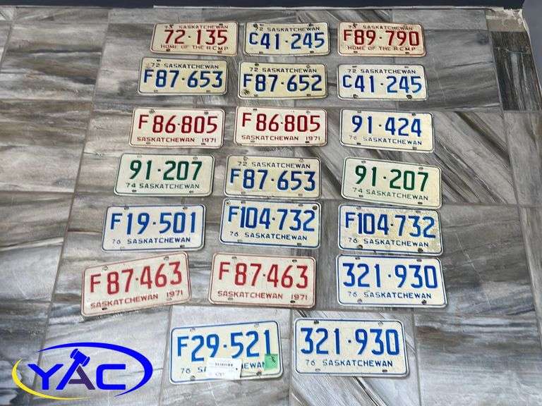 Approx 20 - Saskatchewan License Plates - YAC Auctions