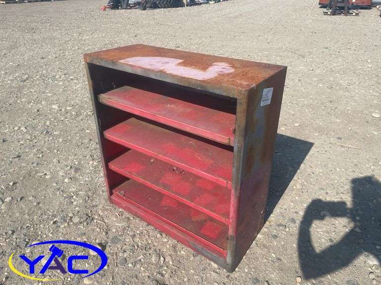 Red Metal Shelf - YAC Auctions