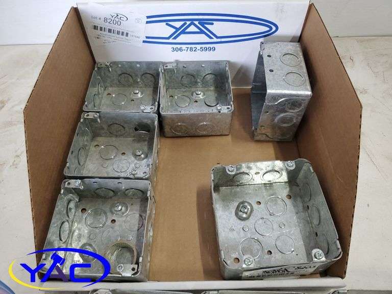 6 - 4" Electrical Boxes / 3 - 5" Electrical Boxes / 30 - Metal Electrical Box Covers - YAC Auctions