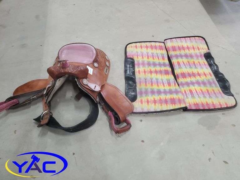Pink 13" Western Saddle Set W/ Pad and Cinch - YAC Auctions