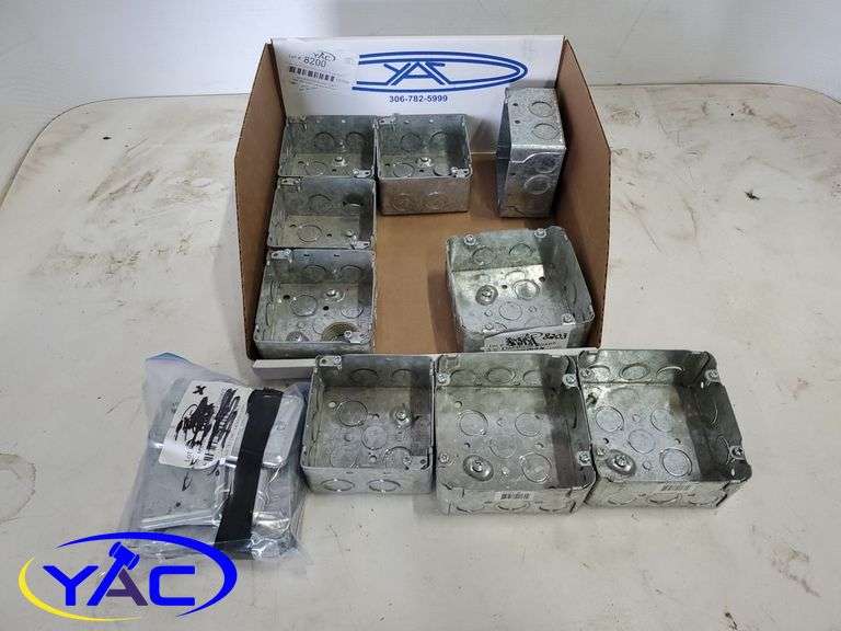 6 - 4" Electrical Boxes / 3 - 5" Electrical Boxes / 30 - Metal Electrical Box Covers - YAC Auctions