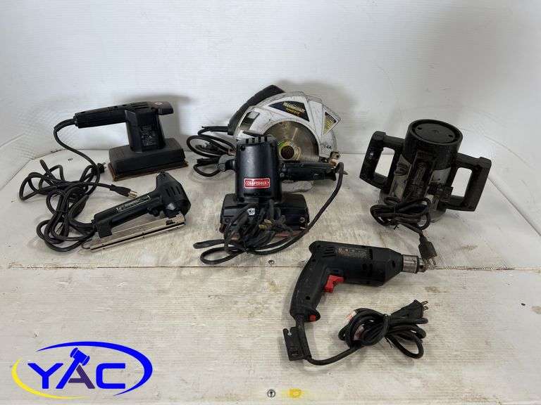 Box of Assorted Power Tools (Unknown Condition) - YAC Auctions