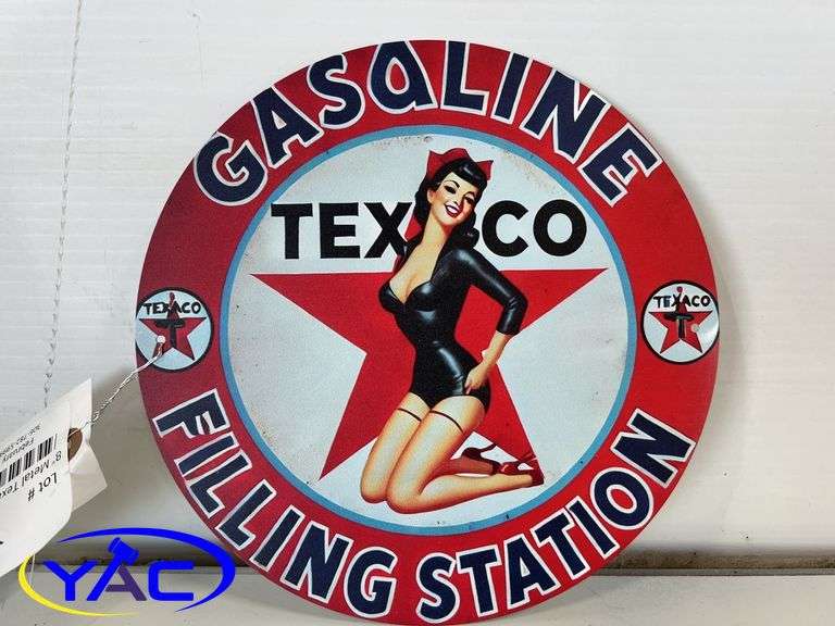 8" Metal Texaco Pin-Up Girl Sign - YAC Auctions