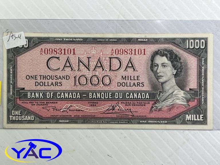 1954 Canada $1000 Note - YAC Auctions