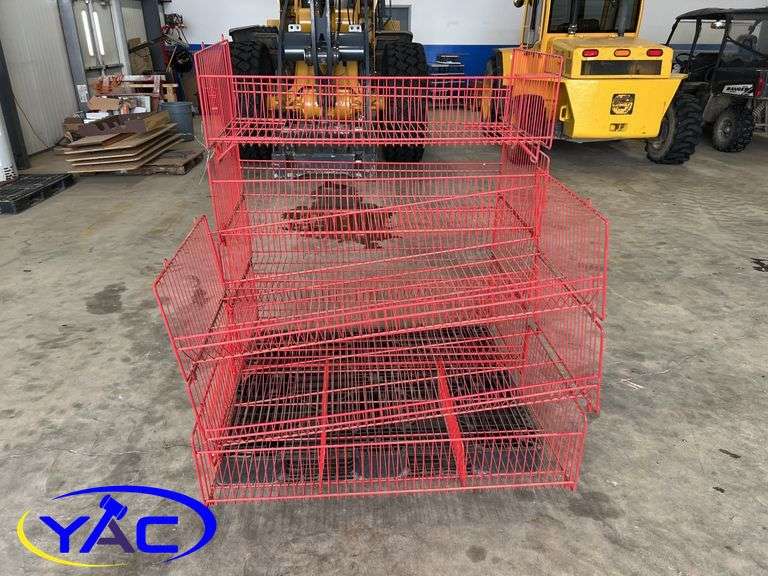7- Red Wire Interlocking Storage Bins - YAC Auctions