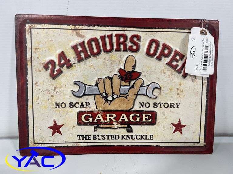 11" x 16" Metal Busted Knuckle Garage Sign - YAC Auctions