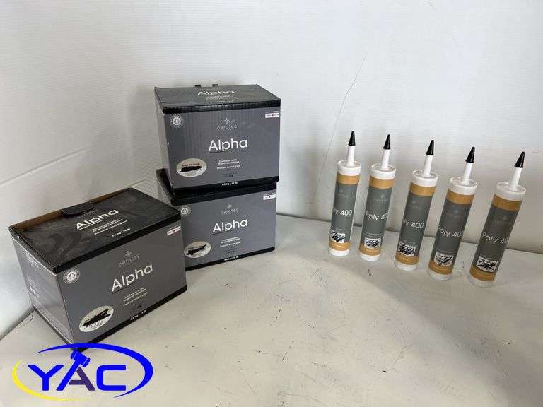 3 - Boxes Alpha Grout - 10lbs, Color Greige & 5 Tubes of Sanded Caulking for Tiles - YAC Auctions