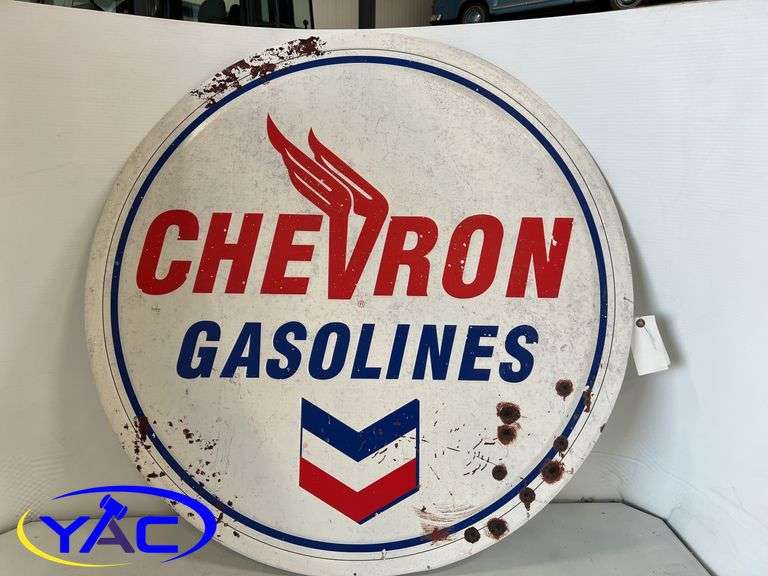 3ft Large Metal Chevron Gas Sign - YAC Auctions