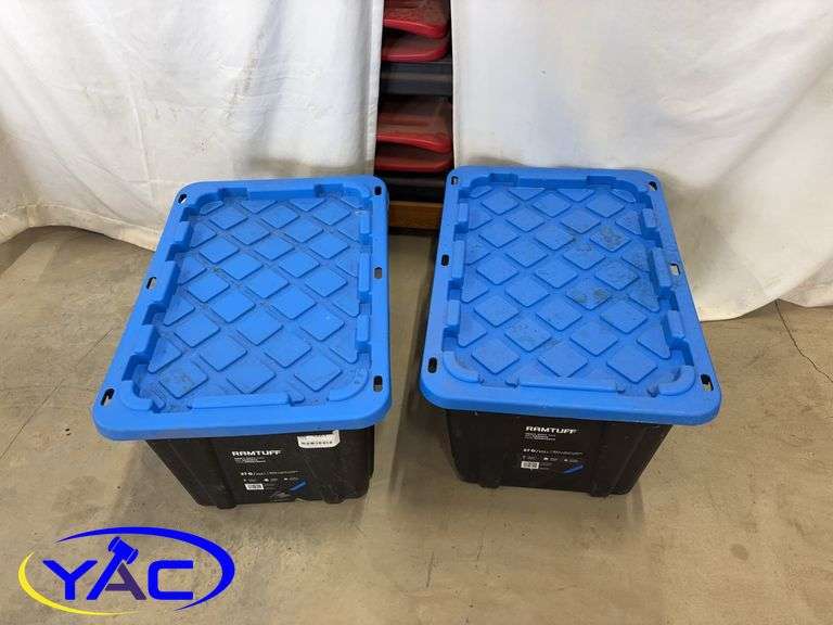 2 - Ram Tuff Heavy Duty Totes W/ Lids 102L - YAC Auctions