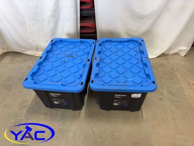 2 - Ram Tuff Heavy Duty Totes W/ Lids 102L - YAC Auctions