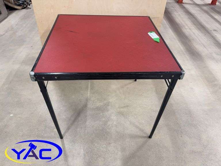 Red Folding Bridge Table - YAC Auctions