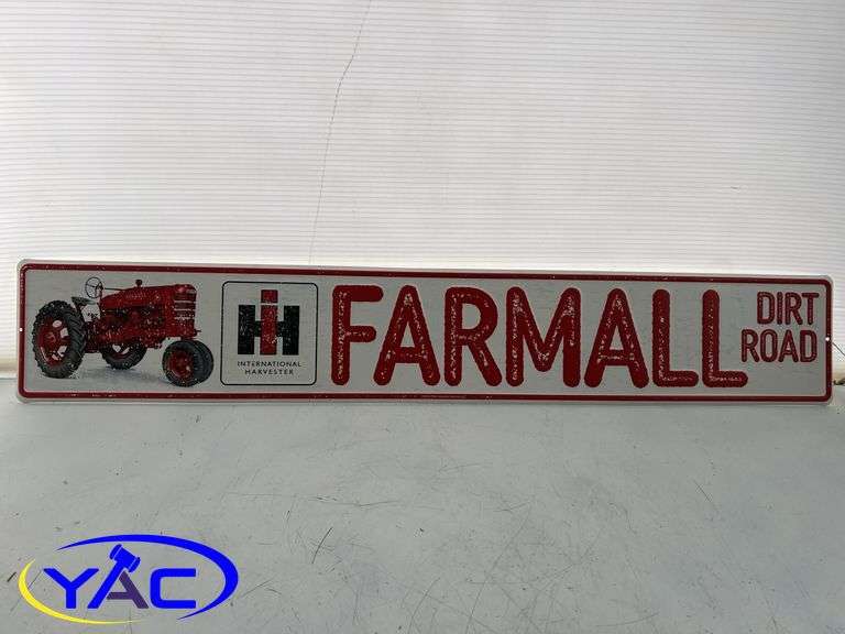 3ft Metal International Harvester' Farmall Dirt Road Sign - YAC Auctions
