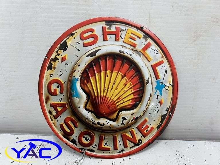 8" Metal Shell Gasoline Sign - YAC Auctions