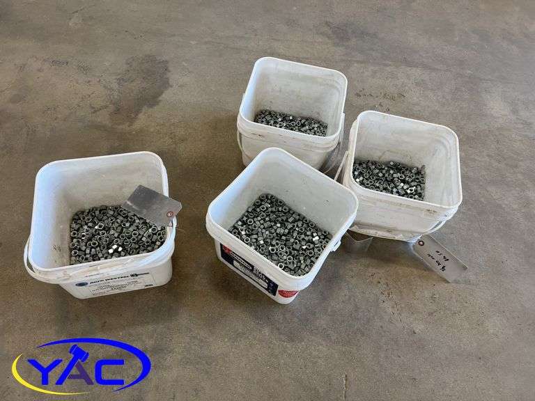 4 - Pails Of Approx 500 - 3/8" Hex Nuts - YAC Auctions