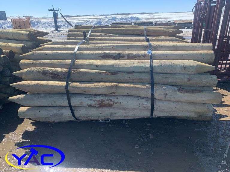 Lift Of Approx. 45pcs 5-6" x 8' Treated Fence Posts - YAC Auctions