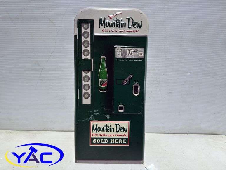 18" x 8 1/2" Metal Mountain Dew Vending Machine Sign - YAC Auctions