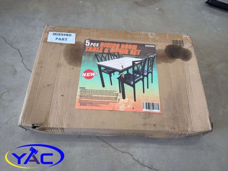 5pc Dining Room Table & Chair Set (Missing Piece) - YAC Auctions