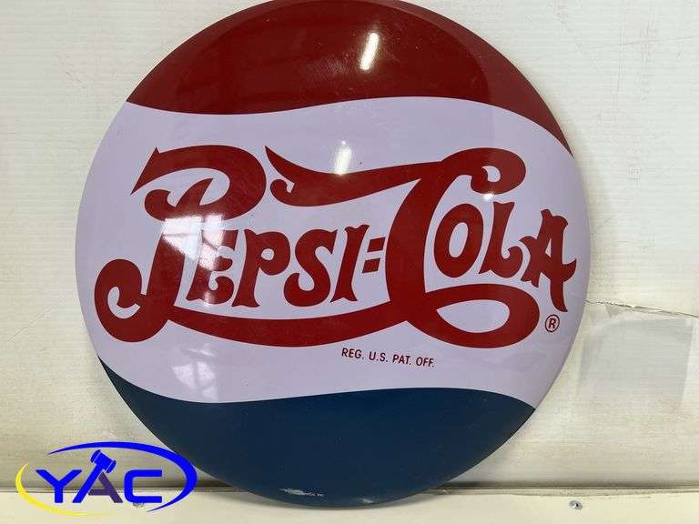 16" Metal Pepsi-Cola Button Sign - YAC Auctions