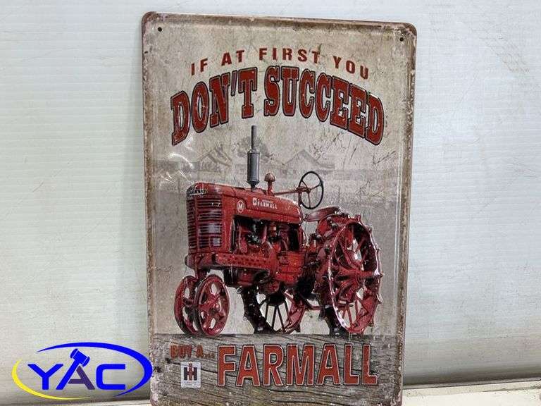 Farmall Tractor Sign - Metal - YAC Auctions